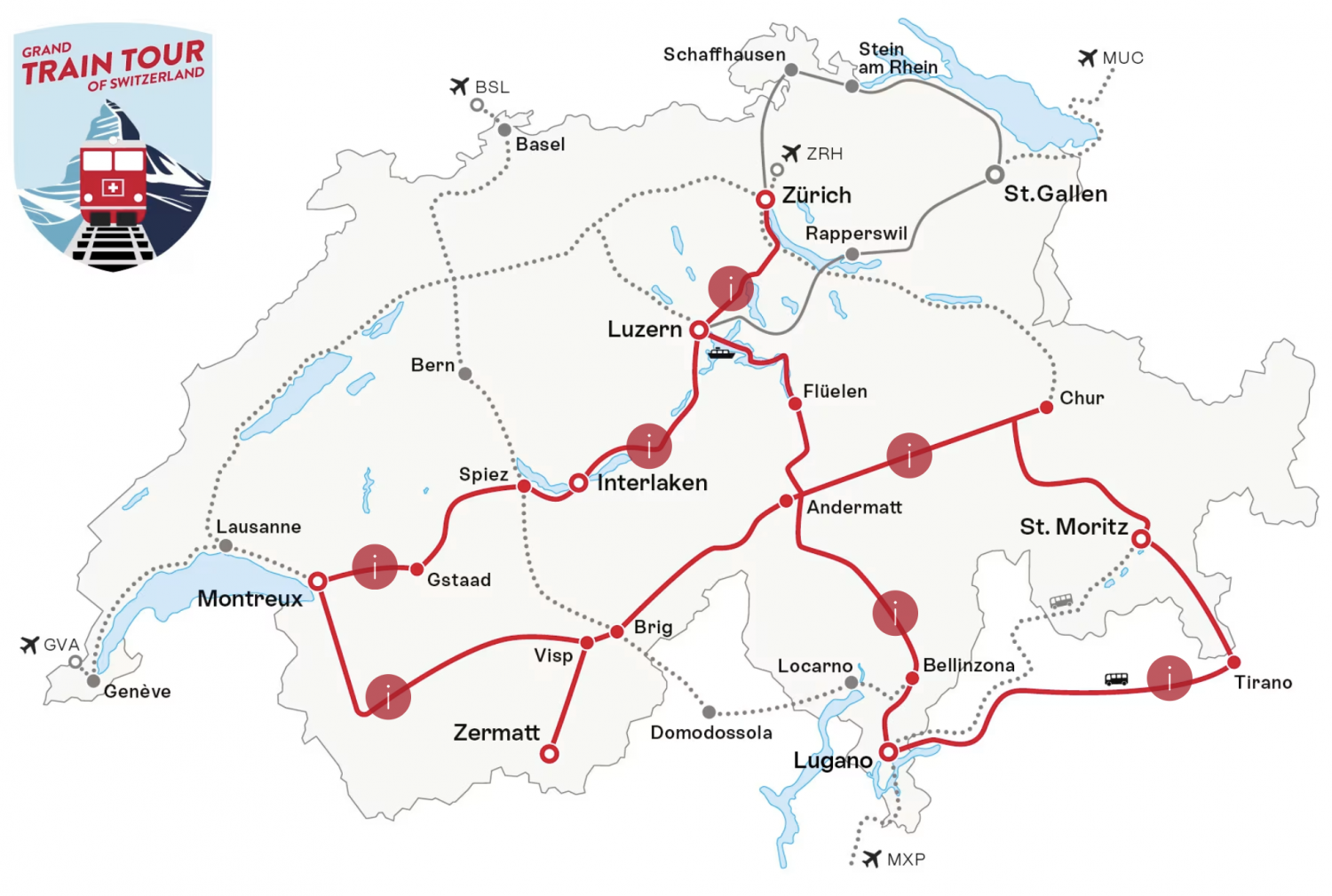 Bus Tours and Air Vacations | Travac Tours | Grand Rail Tour of Switzerland